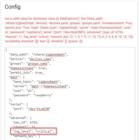 setting log level for zigbee2mqtt zigbee home assistant community