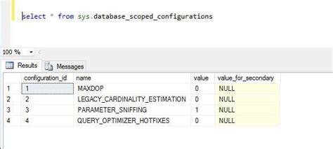 sql server 2016 database scoped configuration options