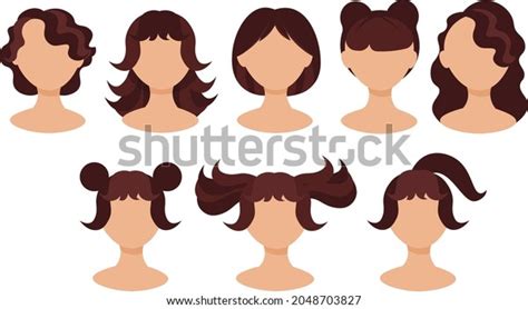 Set Beautiful Female Hairstyles Stock Vector Royalty Free 2048703827