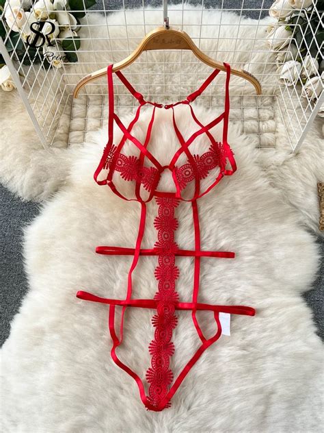 Singreiny Female Porno Lingerie Sexy Rompers Summer Hollow Out Bandage