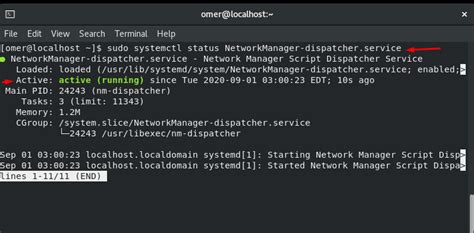 restarting starting stopping checking the status of the network