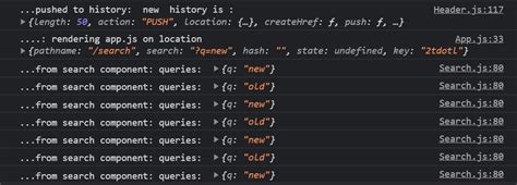 javascript react history push re rendering component with both new