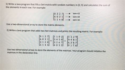 solved 1 write a java program that fills a 3x4 matrix wi