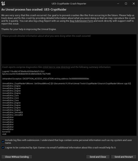 unhandled exception exception access violation writing address ask