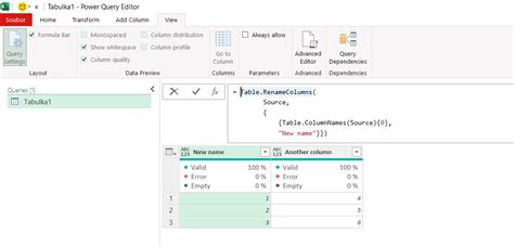 rename of first or n th column in power query trainings