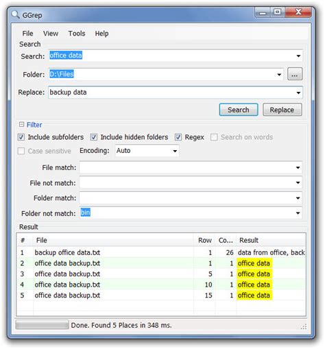 ggrep grep based search and replace tool for windows