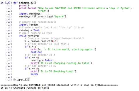 how to use break and continue statement within a loop in python by