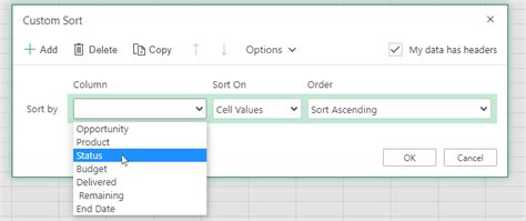 sort data in a range or table excel