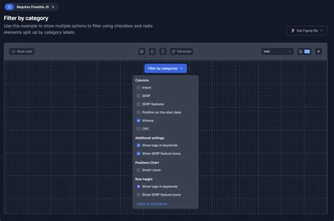 how to build a dropdown filter component with tailwind css and flowbite