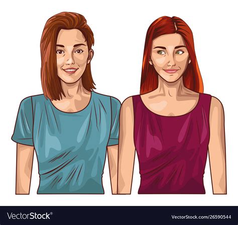 Pop Art Beautiful Women Smiling Cartoon Royalty Free Vector