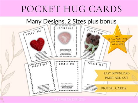 Printable Pocket Hug Cards Template Backing Pocket Card Printing Pocket