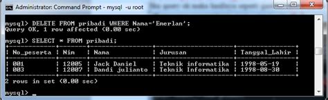 cara memperbaharui data dan menghapus data pada tabel database mysql