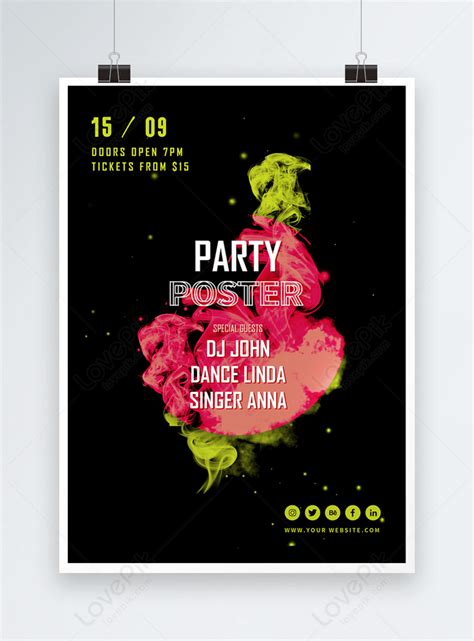 Cartaz De Festa De Efeitos Especiais De Vapor Escuro Imagem Grátis