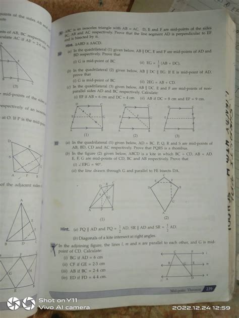A Abc Is An Isosceles Triangle With Ab Ac D E And F Are Mid Points Of T