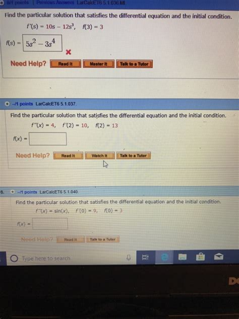 Solved Find The Particular Solution That Satisfies The