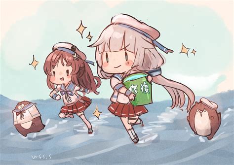 艦これ「バケツもってきてくれる御蔵ちゃんと屋代ちゃん☺️ いつもありがとうね…遠征組には」 Wss Sのイラスト