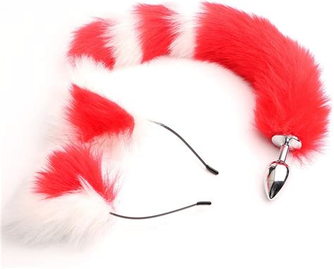 40cm Fox Tail Anal Plug Sexy Plush Cat Ears Headbands Set
