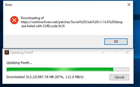 cant install fivem error curlcode0x16 fivem client support cfx re