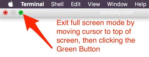 how to exit out of full screen mode in mac os x