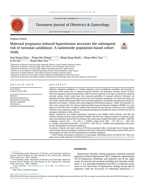 Pdf Maternal Pregnancy Induced Hypertension Increases The Subsequent