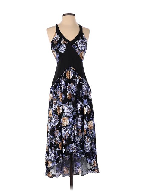Anthropologie 100 Viscose Floral Blue Casual Dress Size Xs 70 Off