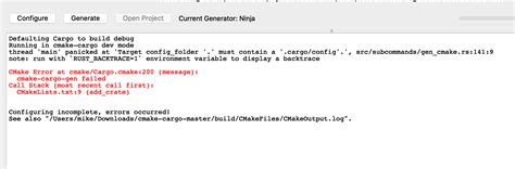 cmake generation does not function correctly when the build directory