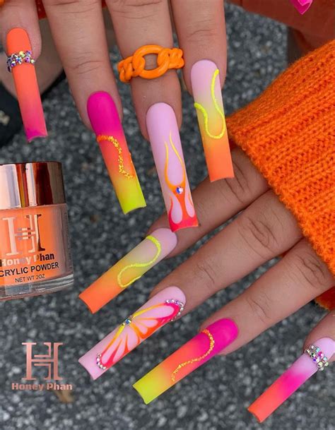 50 Cute Summer Nails For 2023 Orange Pink And Red Nails