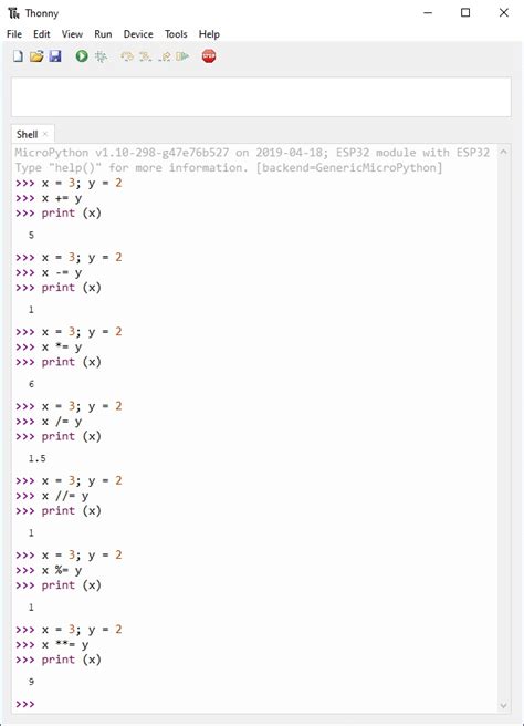 micropython esp32 conceptos bÁsicos de python operadores