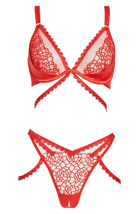 Ann Summers Nya Underwire Bra And Open Gusset Thong Set In Red Lyst