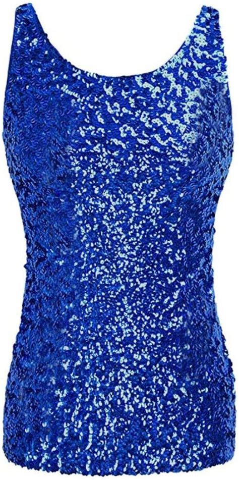 Damen Tanktops Mode Pailletten Glitzer Shirt Sommer Elegant Ärmellos