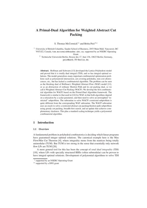 pdf a primal dual algorithm for weighted abstract cut packing