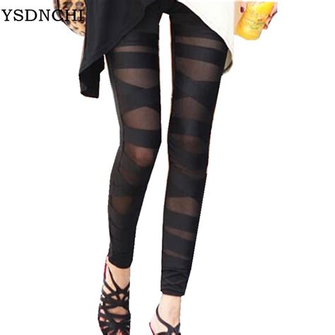 Ysdnchi 2018 Fashion New Leggings Black Lace Cheap Ripped Cut Out
