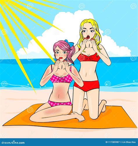 Woman With Sunburn Stock Vector Illustration Of Summer 117385987