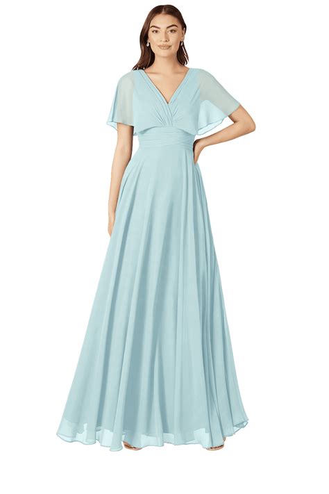 Azazie A Line Princess V Neck Floor Length Chiffon Bridesmaid Dresses