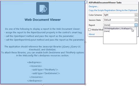 add the document viewer to an asp webforms application reporting