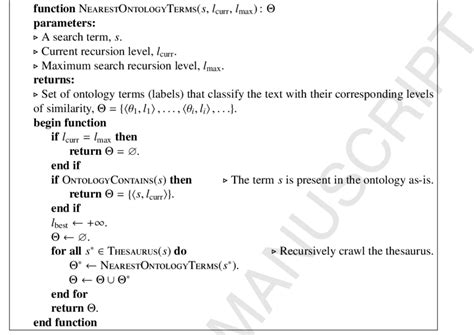 pseudo code description of the algorithm used to compute the levels of