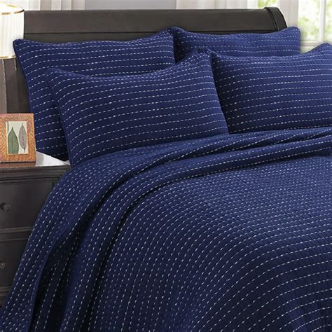 Chausub Thicken Bedspread Quilt Set 3pcs Embroidered Cotton Quilts