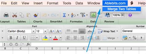 how to use merge two tables app in excel for mac