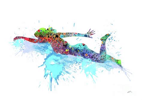 Girl Swimming Watercolor Print Swimming Art Swimming Poster Sports
