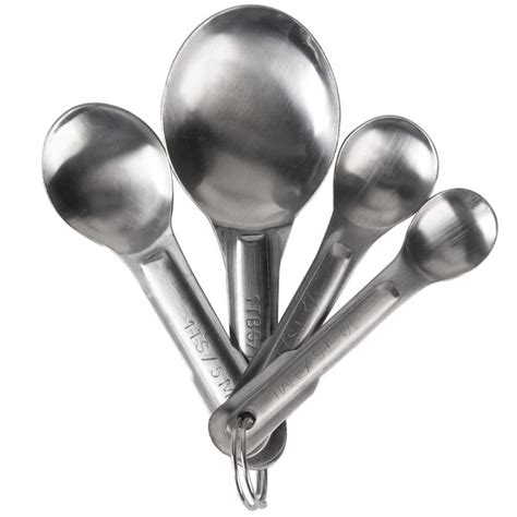 4 Piece Silver Stainless Steel Measuring Spoon Set