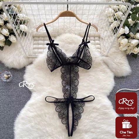Bộ đồ Ngủ Ren 2 Dây Xuyên Thấu Sexy Kiểu áo Liền Quần Hở đáy Khiêu Gợi