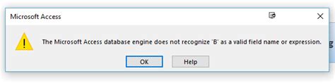 the microsoft access database engine does not recognize microsoft