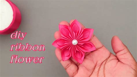 How To Make Ribbon Flower In Just 3 Minutes Diy Satin Ribbon Flowers