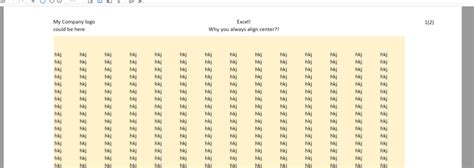 excel vba center header footer “align left” mrexcel message board
