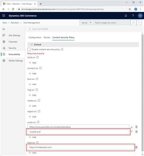 manage content security policy csp commerce dynamics 365
