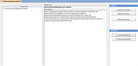 eigene sql abfrage lupo hilfe