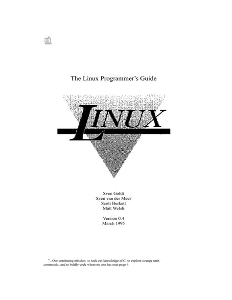 the linux programmer s guide sven goldt sven van der meer