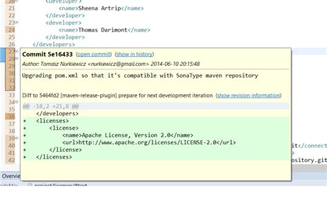 how to check git commit history of a particular line in eclipse w3 spot