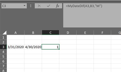 why is the excel datedif function returning 0 months for dates between