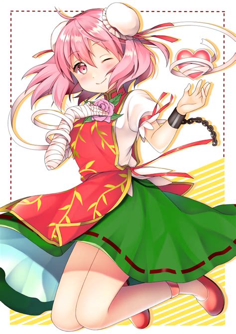 Safebooru 1girl Bandaged Arm Bandages Bangs Blush Bun Cover Chain